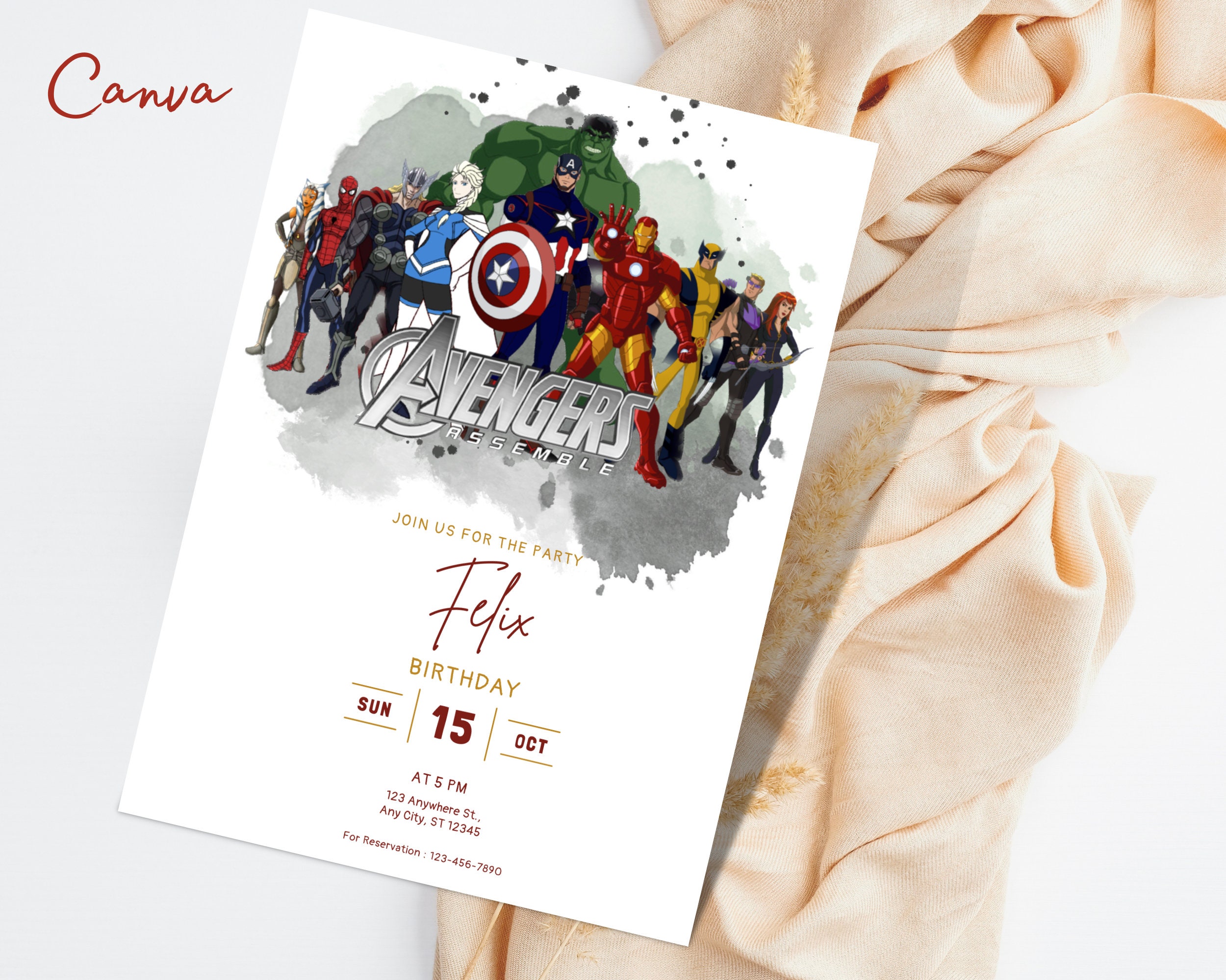 Editable Avengers Birthday Invitation Template Printable - Etsy Australia