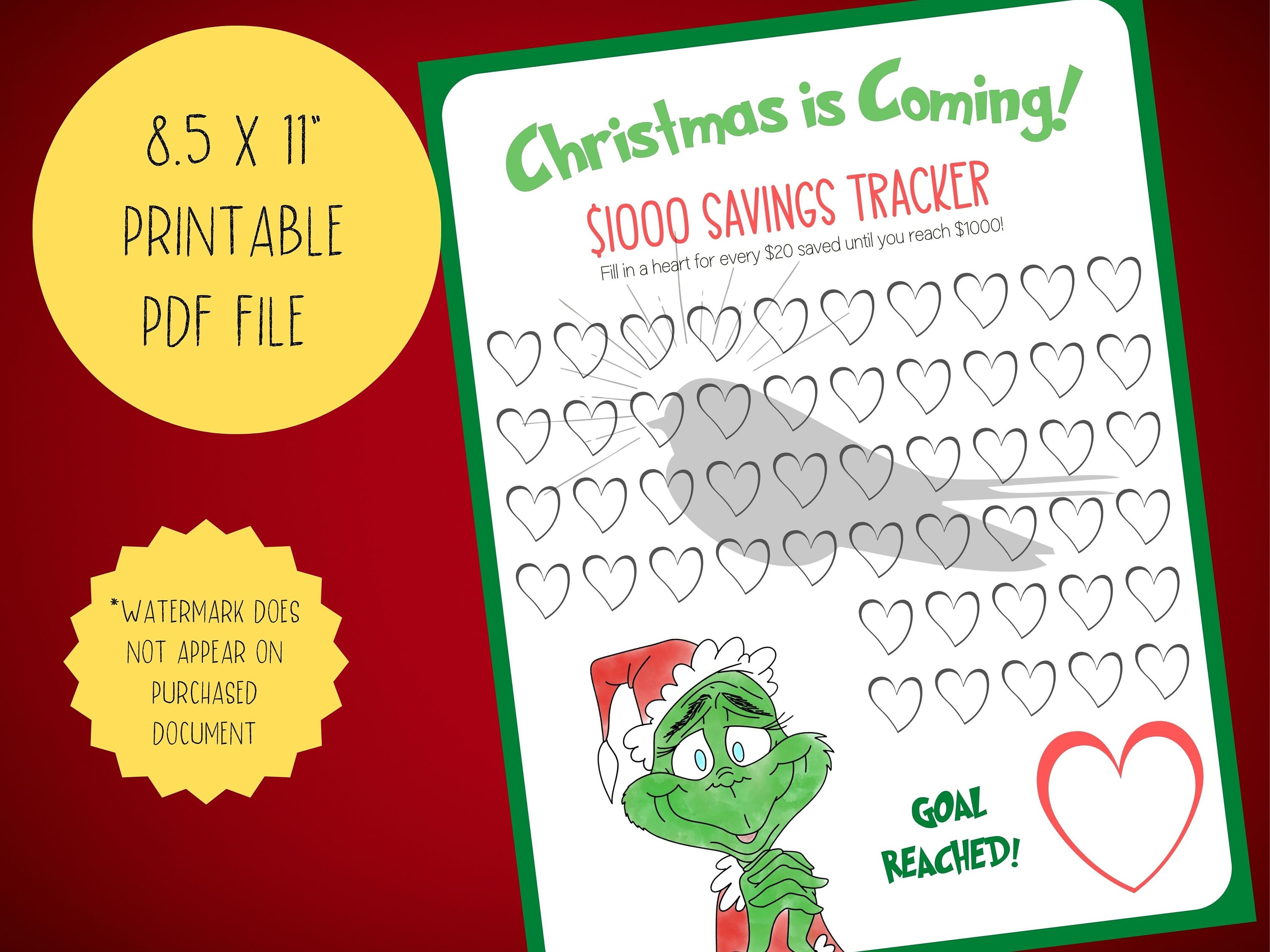 Grinch Christmas Savings Challenge | 1k and Blank Included | Printable ...
