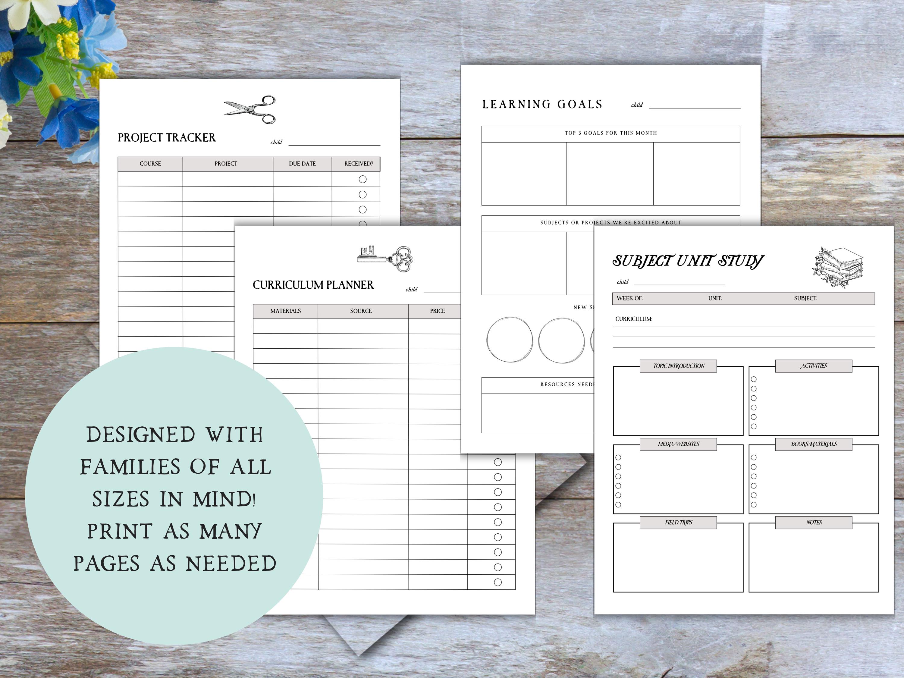 Homeschool Planner | 14 Page PDF Printable, Two Covers | Curriculum ...