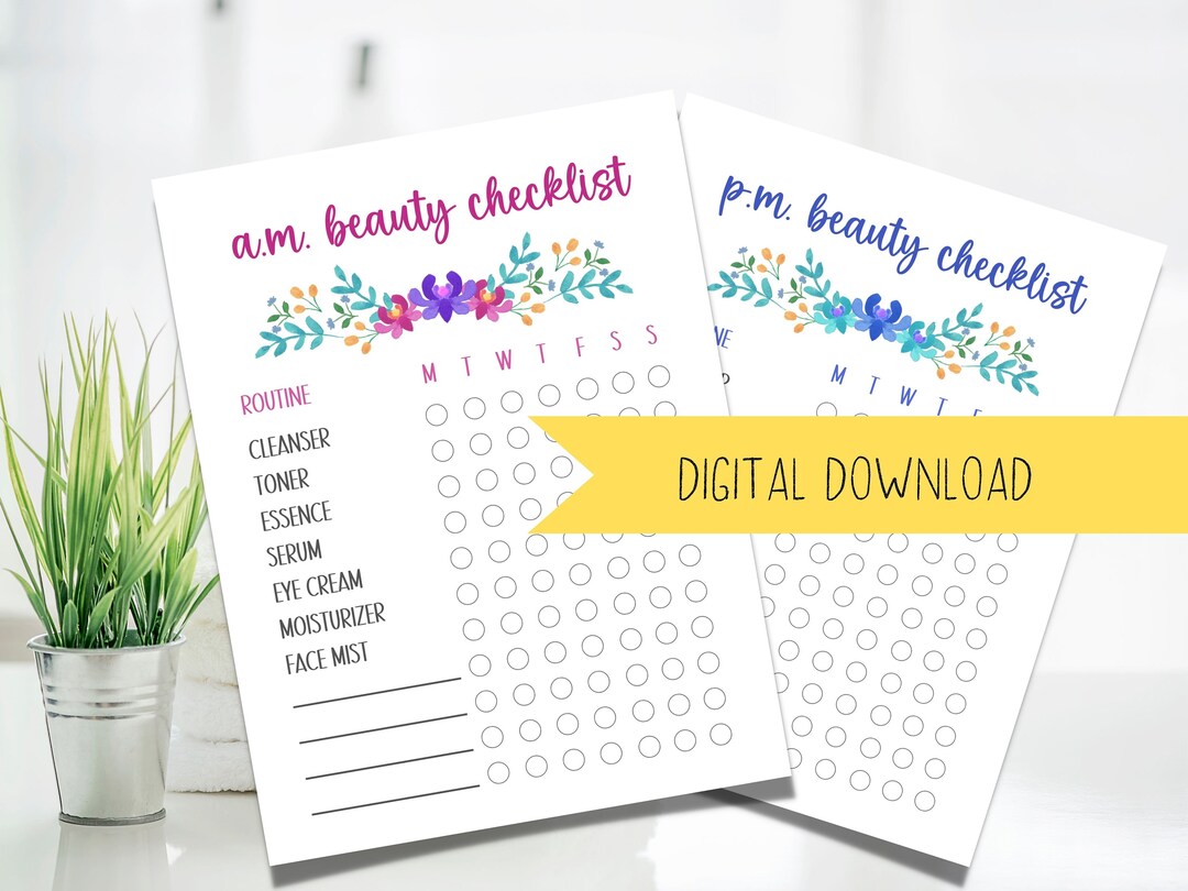 Skincare Routine Checklist Printable Download Digital PDF Morning and ...