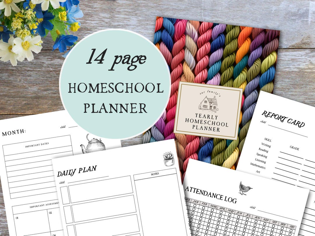 Homeschool Planner | 14 Page PDF Printable, Two Covers | Curriculum ...