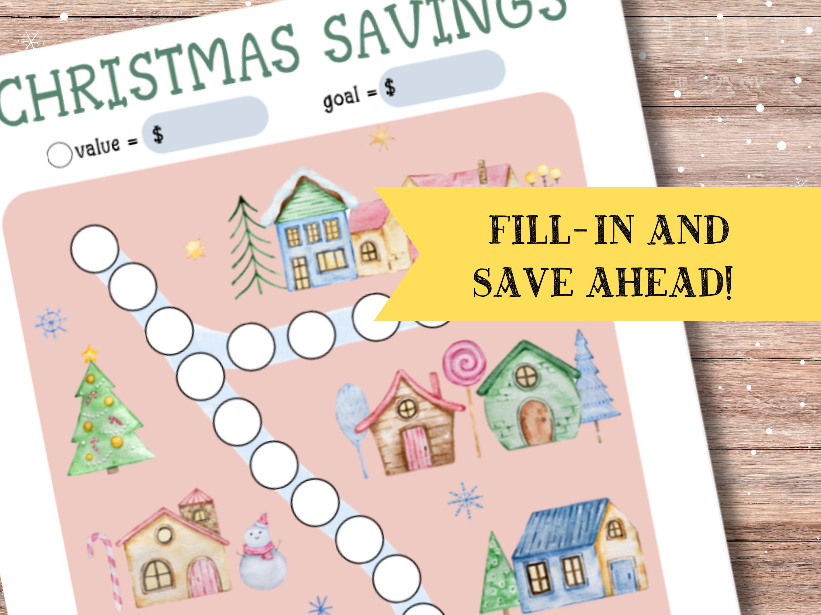 Christmas Savings Goal Tracker - Printable PDF | Watercolor Christmas ...