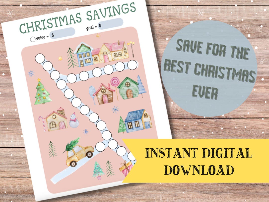Christmas Savings Goal Tracker - Printable PDF | Watercolor Christmas ...