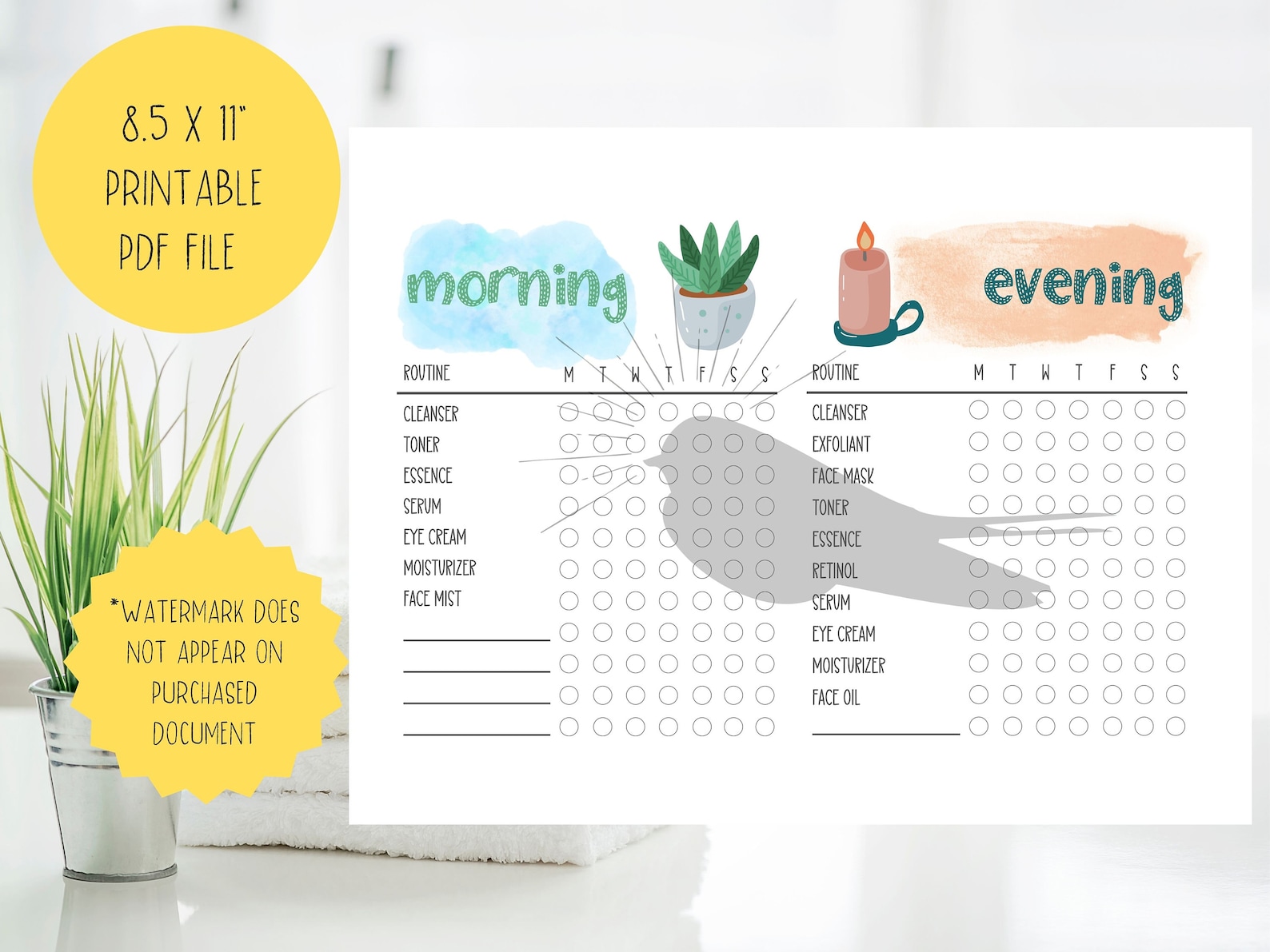 Skincare Routine Checklist Printable Download | Hygge Style Digital PDF ...