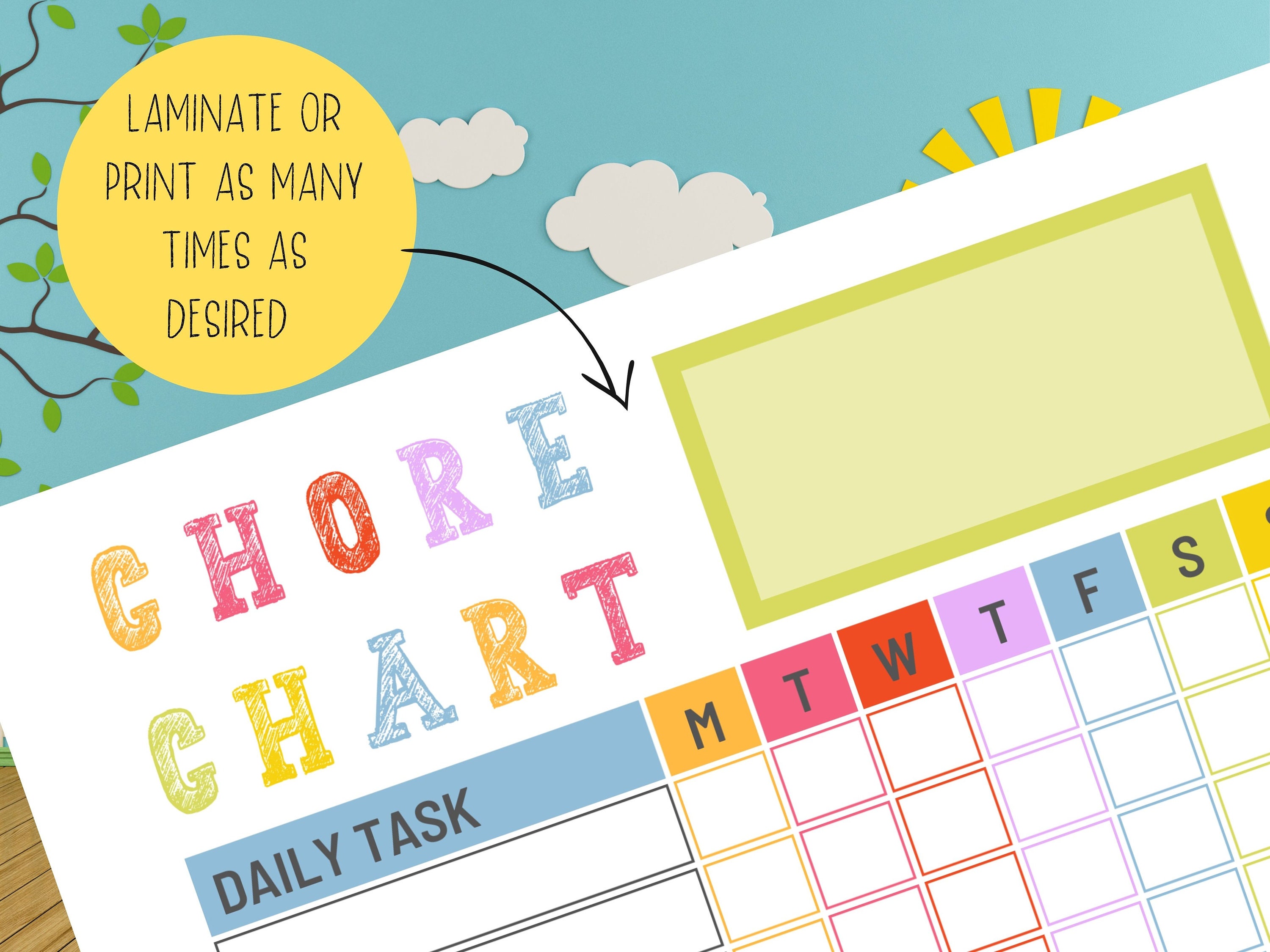 Kids Chore Chart Home Responsibilities Children Checklist PDF Printable ...