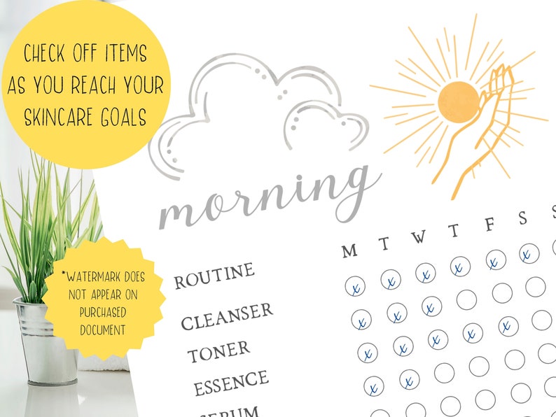 Skincare Routine Checklist Printable Download | Sun and Moon Digital ...