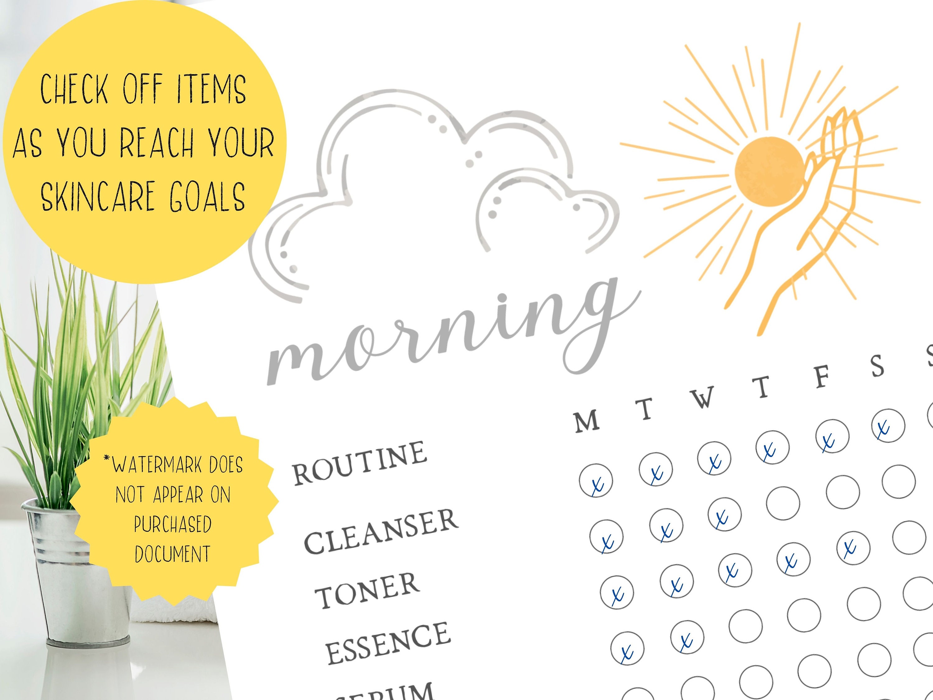 Skincare Routine Checklist Printable Download | Sun and Moon Digital ...