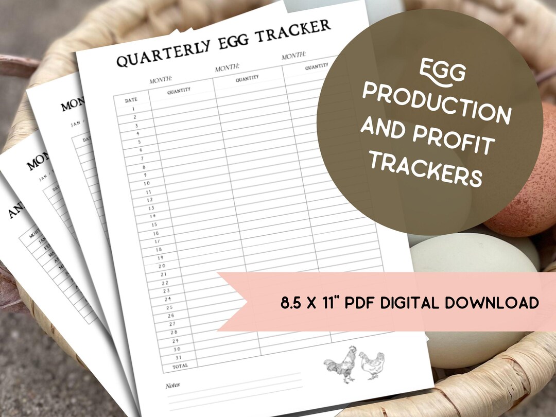Egg Production Tracker and Sales Tracker Bundle | Printable, Quarterly ...