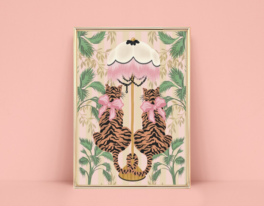 Tigers in Bows by Vintage Lamp Art Print A5 A4 A3 Retro - Etsy