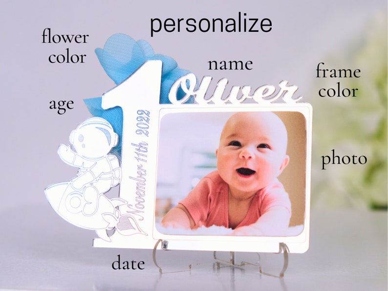 Personalized First Birthday Photo Frame Magnets Astronaut - Etsy