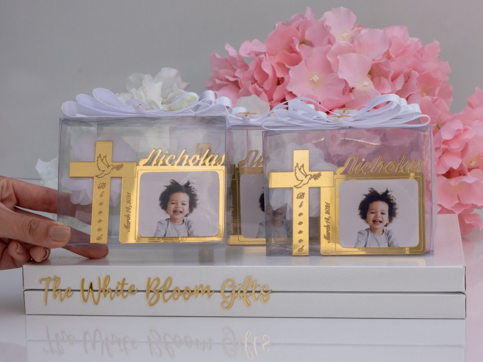 Personalized Baptism Cross Favors With Mirror Frame With Baby - Etsy