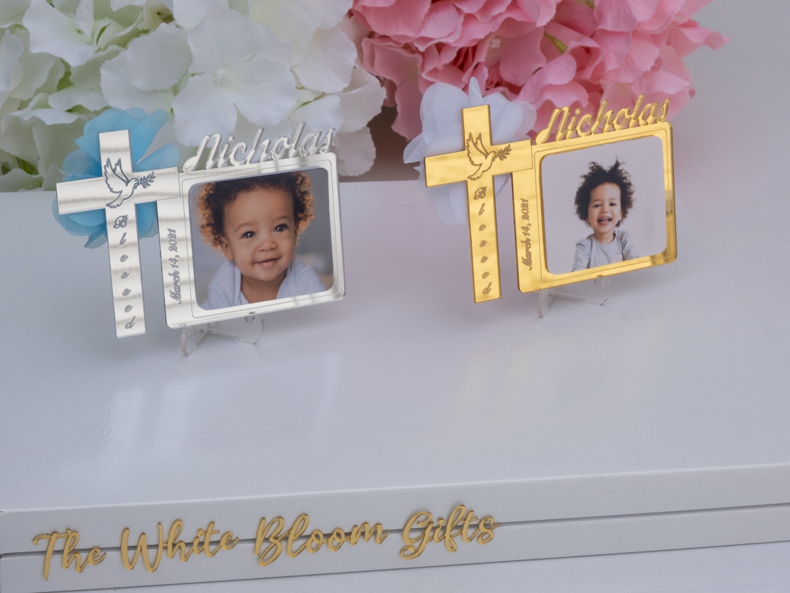 Personalized Baptism Cross Favors With Mirror Frame With Baby - Etsy