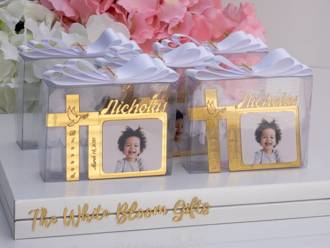 Personalized Baptism Cross Favors With Mirror Frame With Baby - Etsy