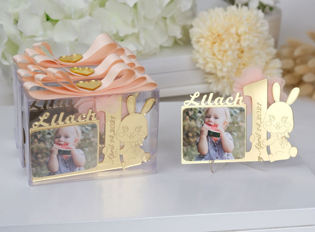 Personalized 1st Birthday Photo Frame Magnet Favors, First Birthday ...