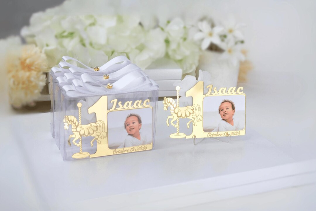 Carousel First Birthday Party Photo Favor Personalized, Baby Girl Baby ...