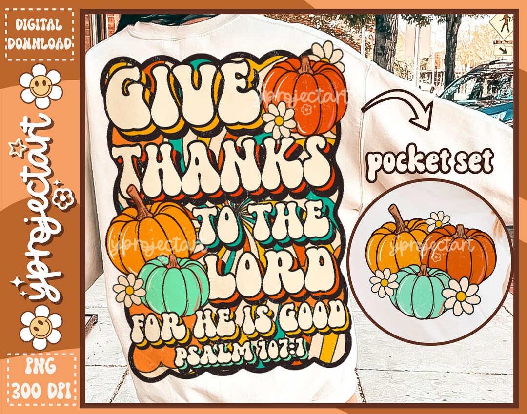 Retro Give Thanks PNG, Groovy Fall Thanksgiving Shirt Design, Retro ...