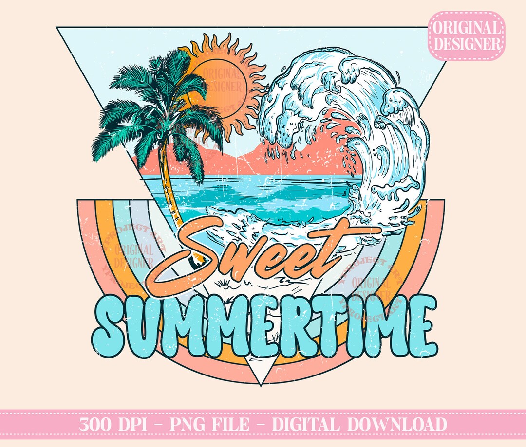 Sweet Summertime PNG, Vacation Designs, Girls Trip, Ocean, Palm Tree ...