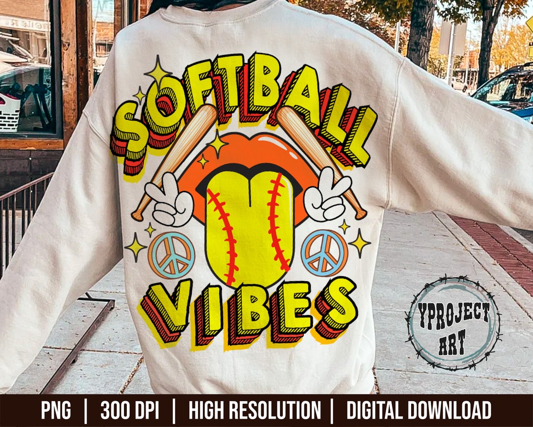 Retro Softball Vibes Png, Softball Sublimation Design, Softball Game ...