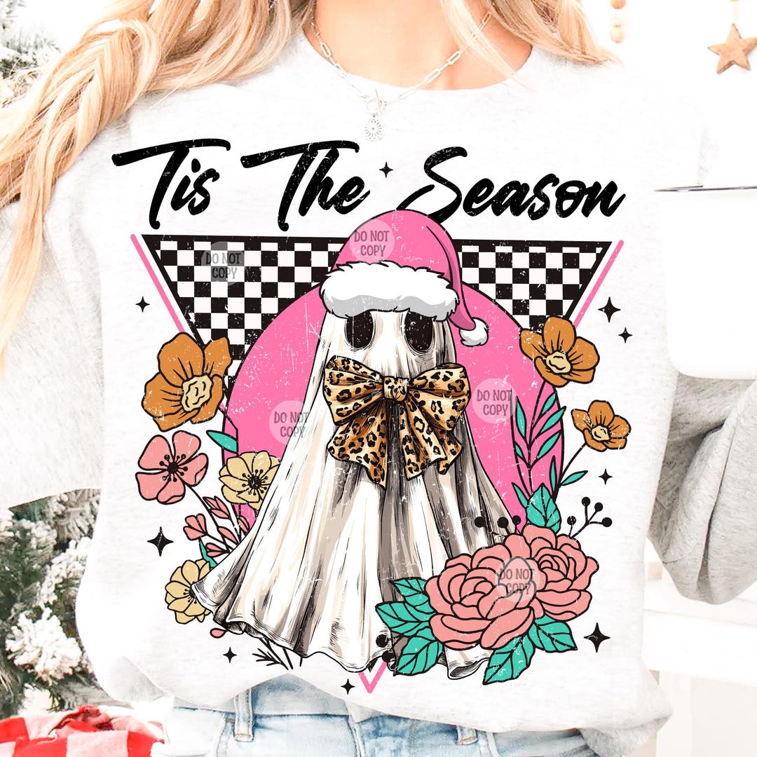 Cute Christmas Ghost PNG, Tis the Season, Retro Christmas Png, Pink ...