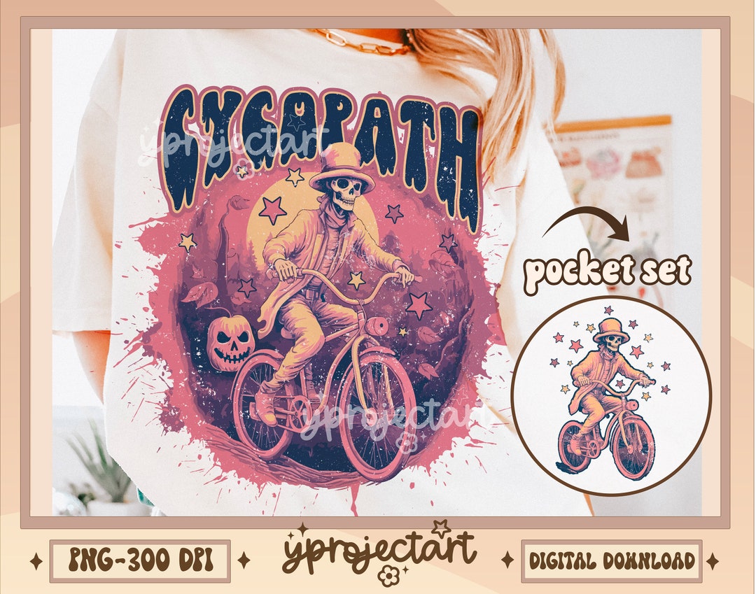 Retro Halloween Skeleton PNG Vintage Halloween Design Front - Etsy