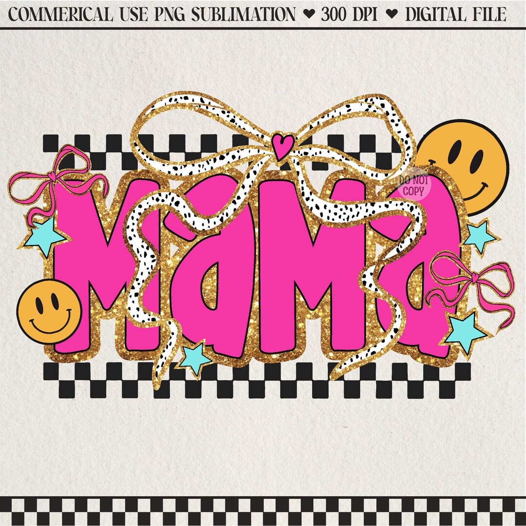 Checker Mama Retro Smiley PNG Mama Coquette Bow Checker PNG Retro ...