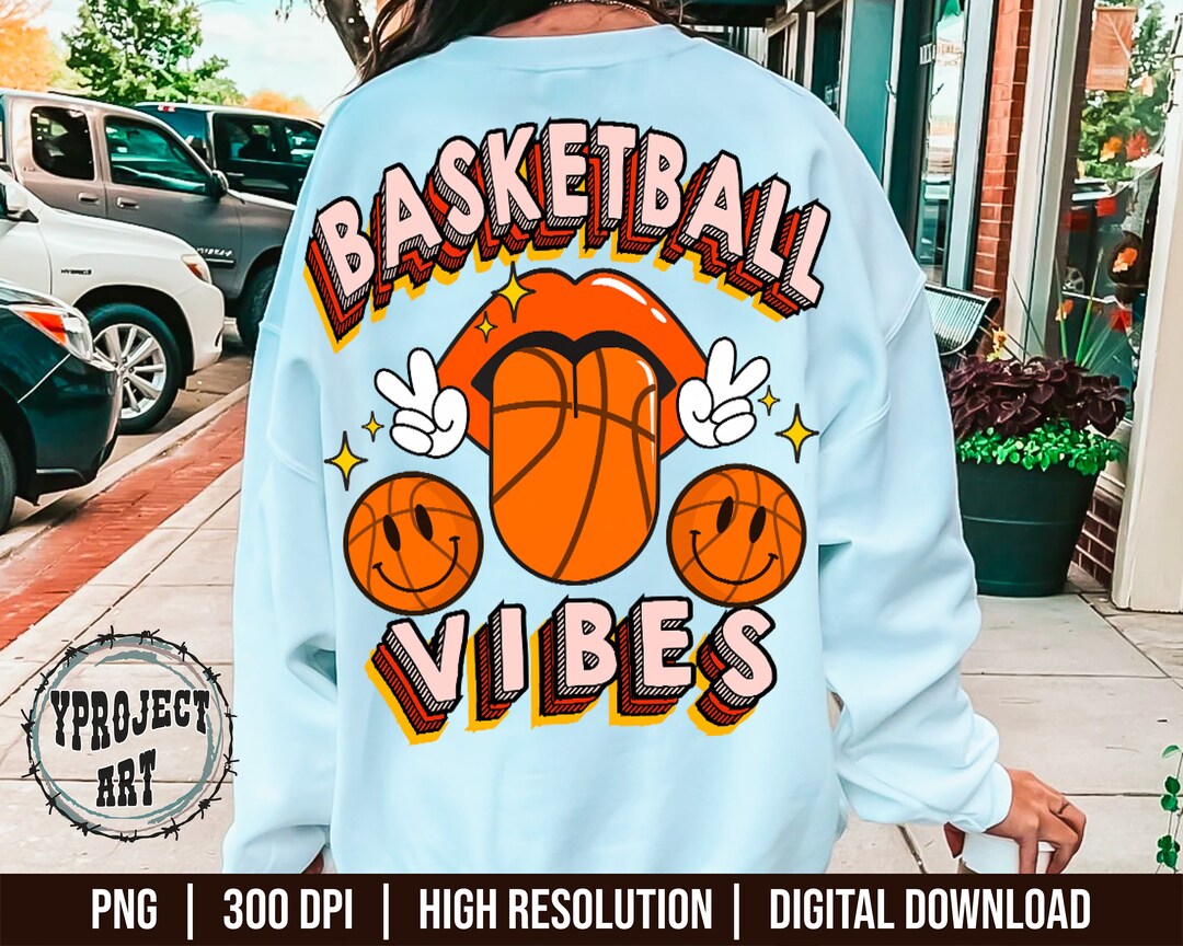 Retro Basketball Vibes Png, Basketball Clipart PNG, Basketball Smiley ...