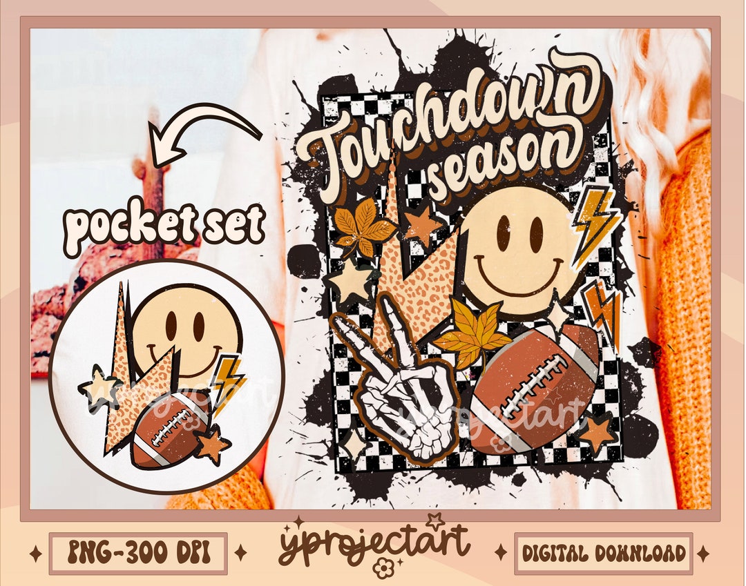 Touchdown Season PNG, Retro Football PNG, Front & Back Design Png, Game ...