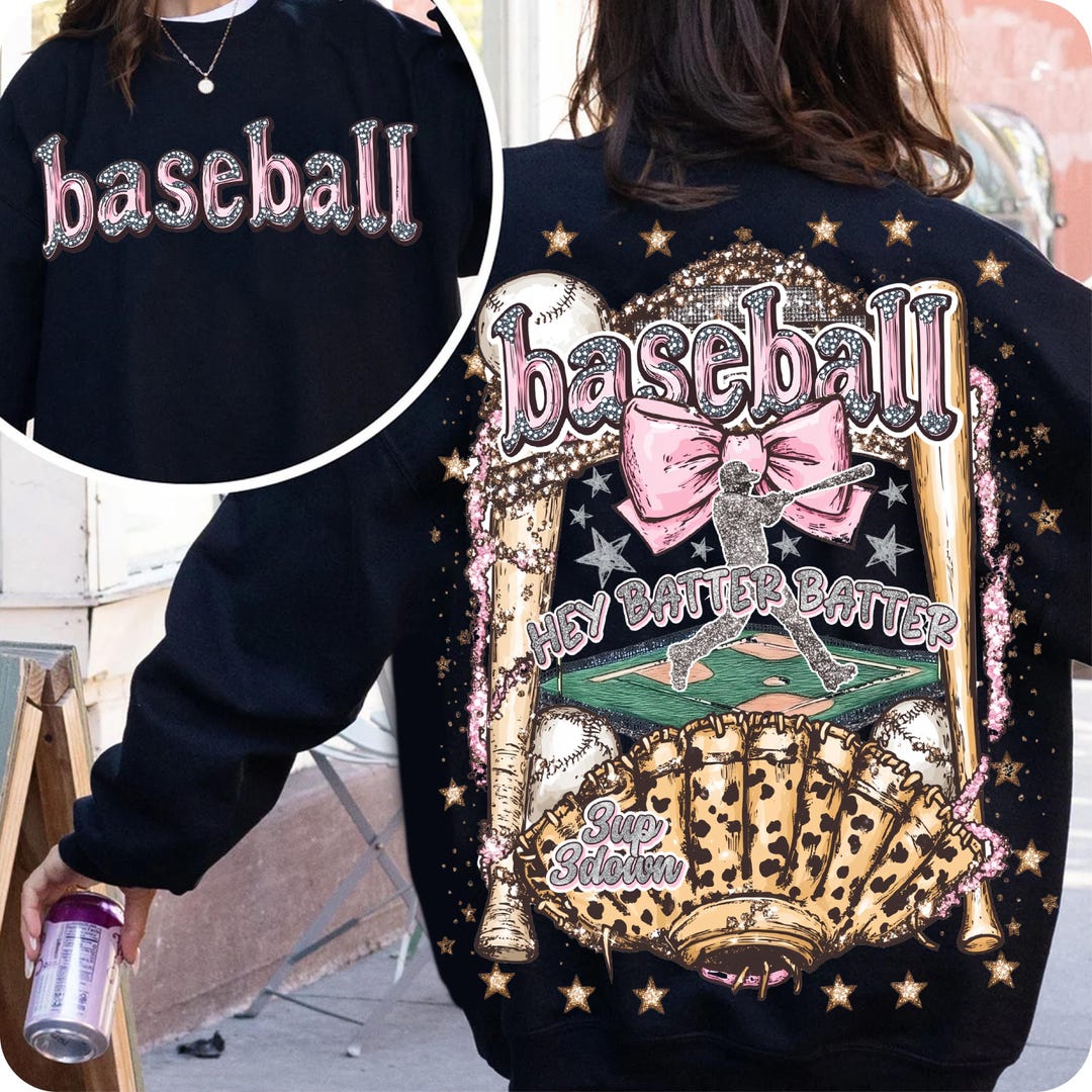 Preppy Glitter Baseball PNG Design | Pink Retro Baseball Sublimation ...