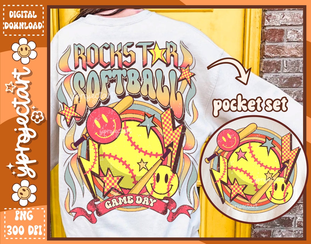 Softball Sublimation Design, Trendy Softball PNG, Retro Softball ...