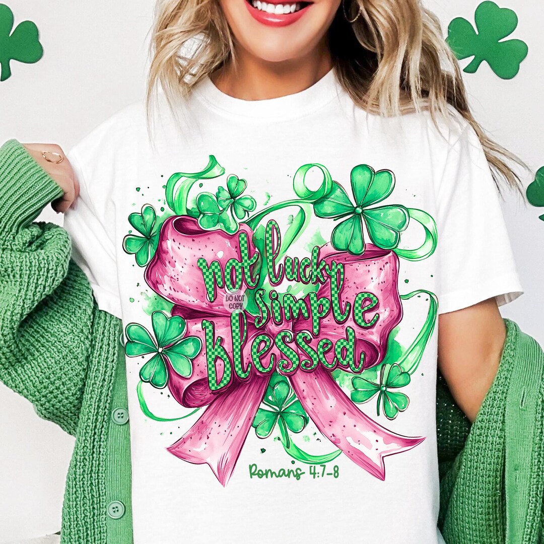 Retro Not Lucky Simply Blessed St Patrick's Day Coquette PNG, Checkered ...