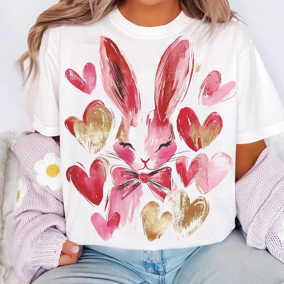 Glitter Brushstroke Rabbit Clipart, Trendy Coquette Easter Bunny PNG ...