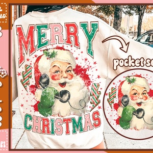 Retro Merry Christmas PNG, Vintage Santa Claus PNG, Distressed Christmas Png, Merry Christmas ...