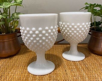 Hobnail Milk Glass Goblets - Etsy