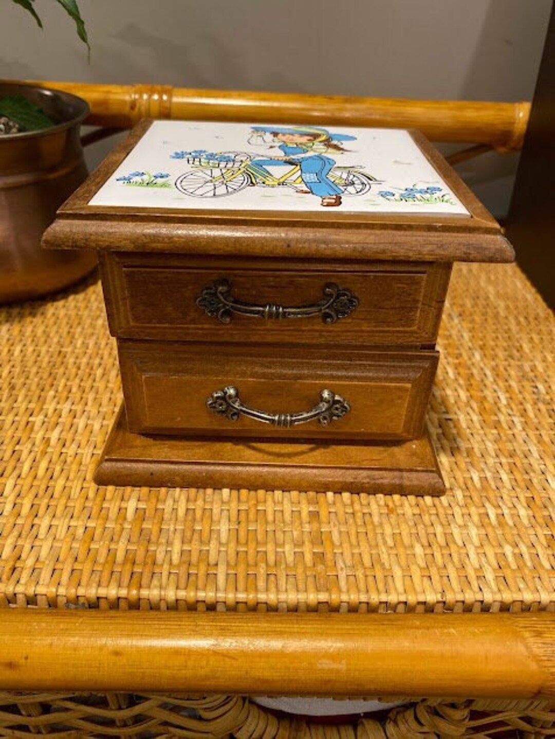 Vintage Girl's Wooden Jewelry Box - Etsy