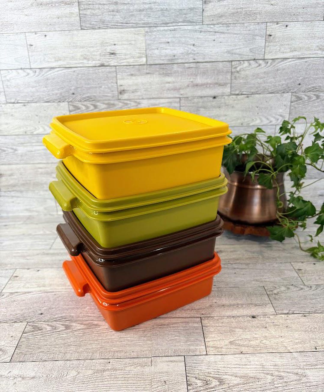 Vintage 8-piece Tupperware Square Storage Containers - Set of Four ...