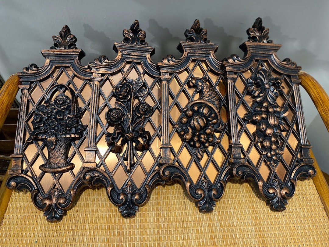 Coppercraft Guild 14" Wall Plaques - Set of Four, Roses, Flowers ...