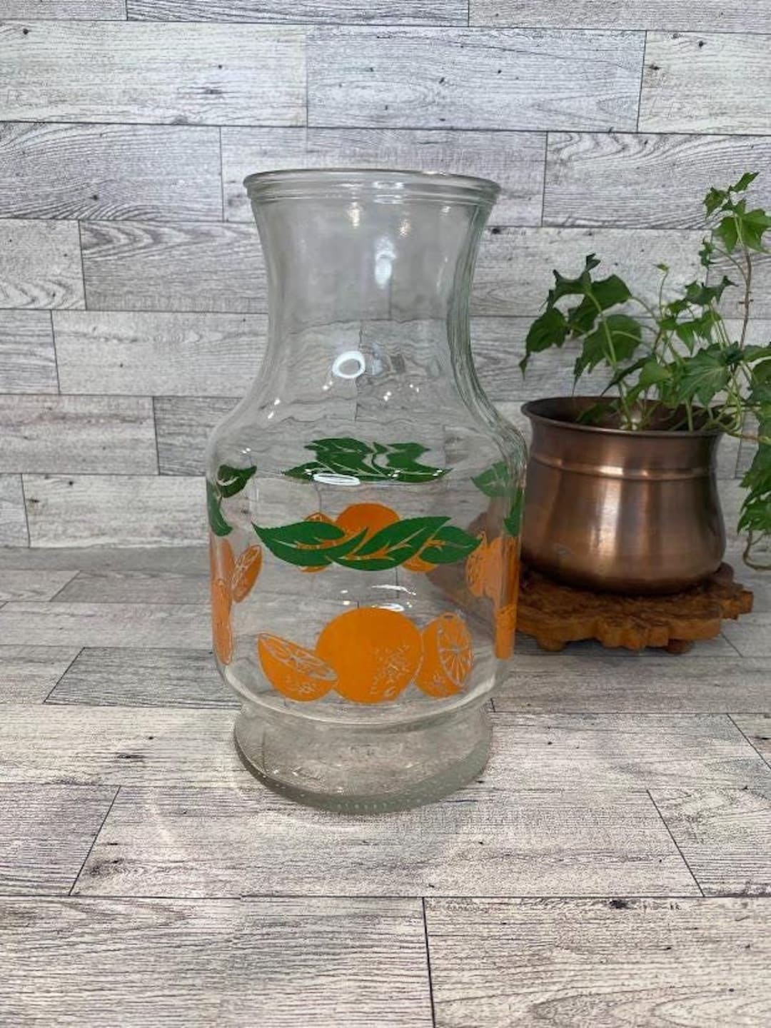 Vintage Anchor Hocking Orange Juice Chiller - Glass Orange Juice ...