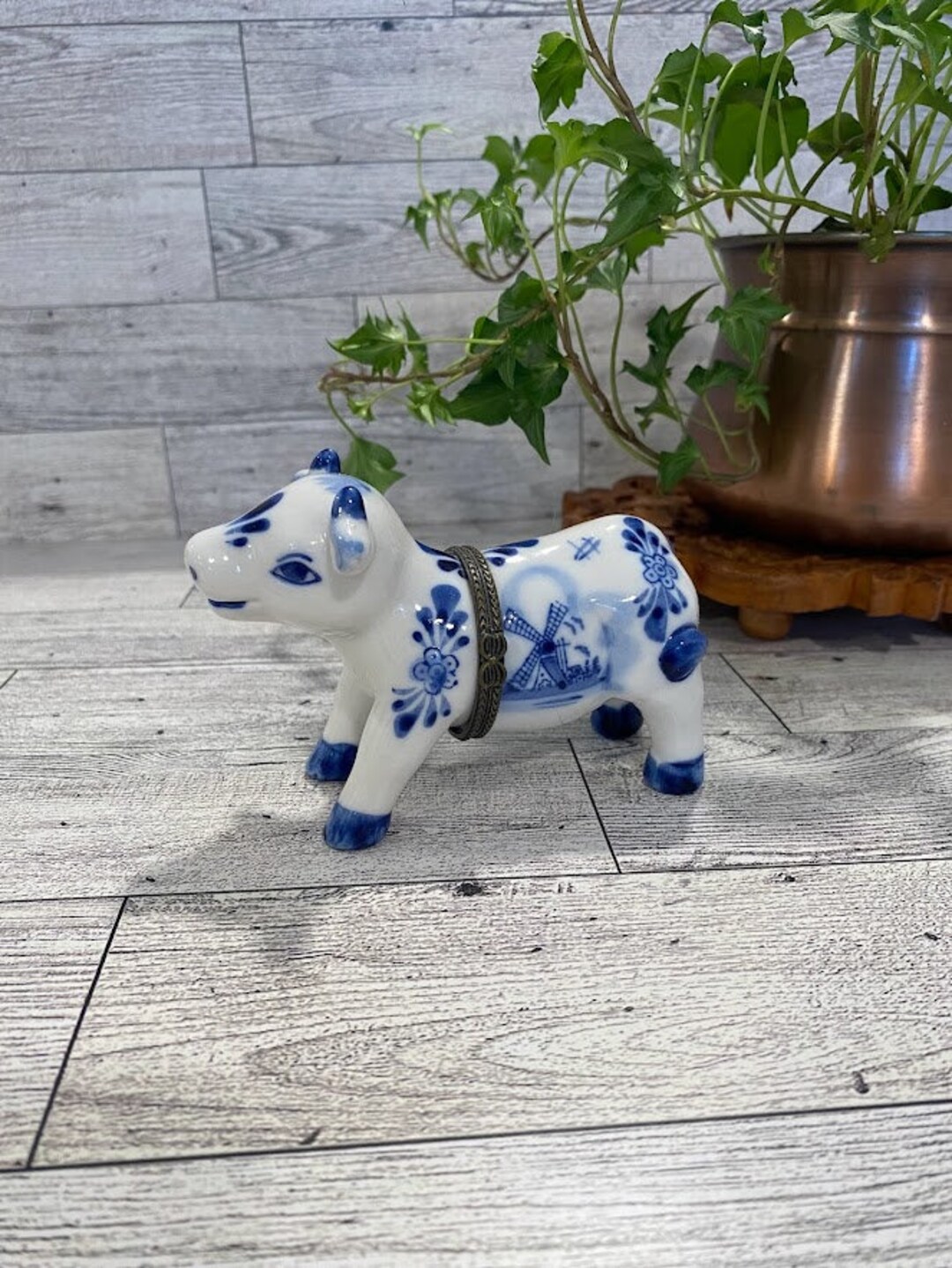 Vintage Delft Cow Trinket Box Holland, Dutch Item, Collectible ...