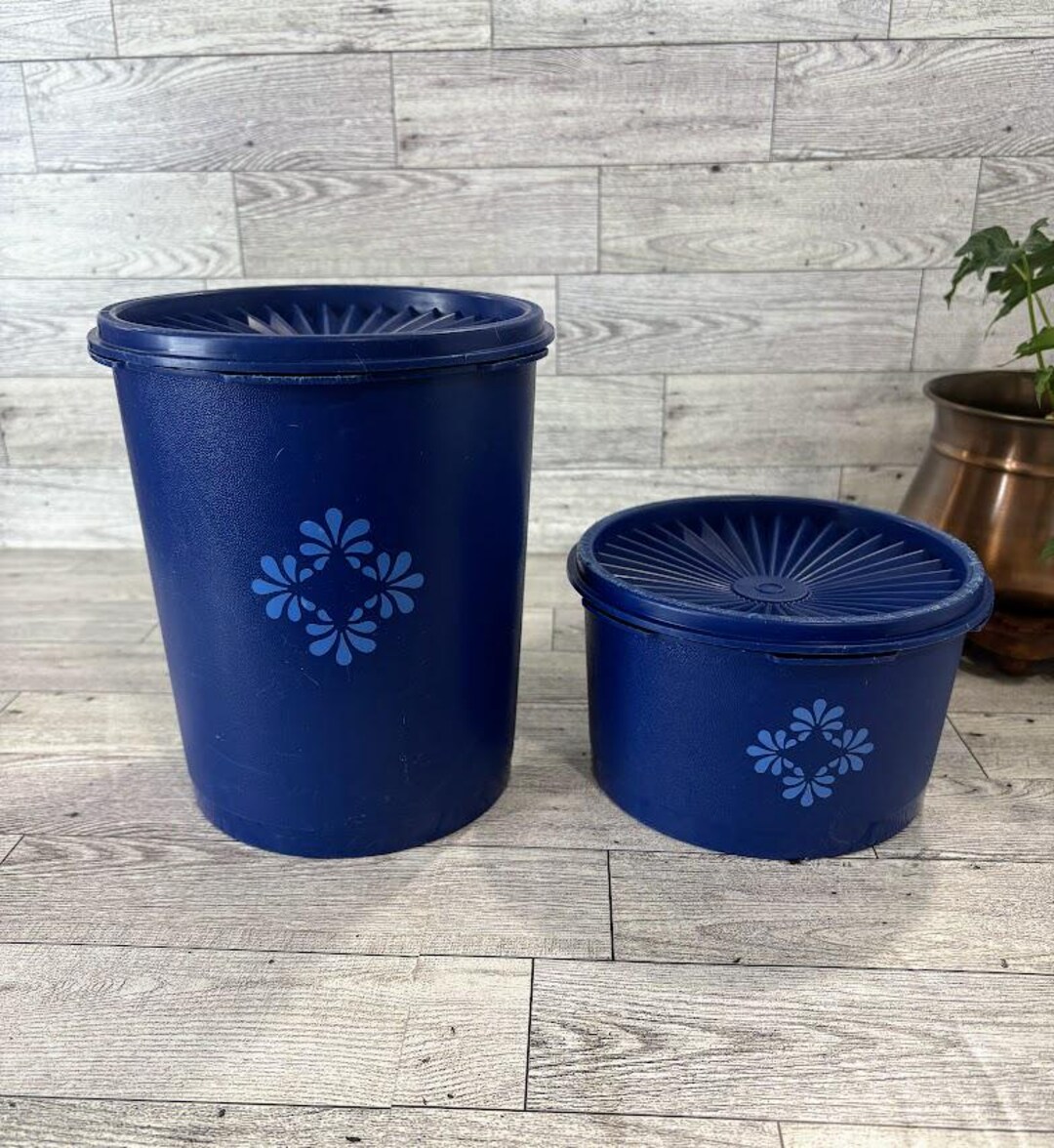 Vintage Tupperware Servalier Storage Canister Set Set of 2 Bright Blue ...