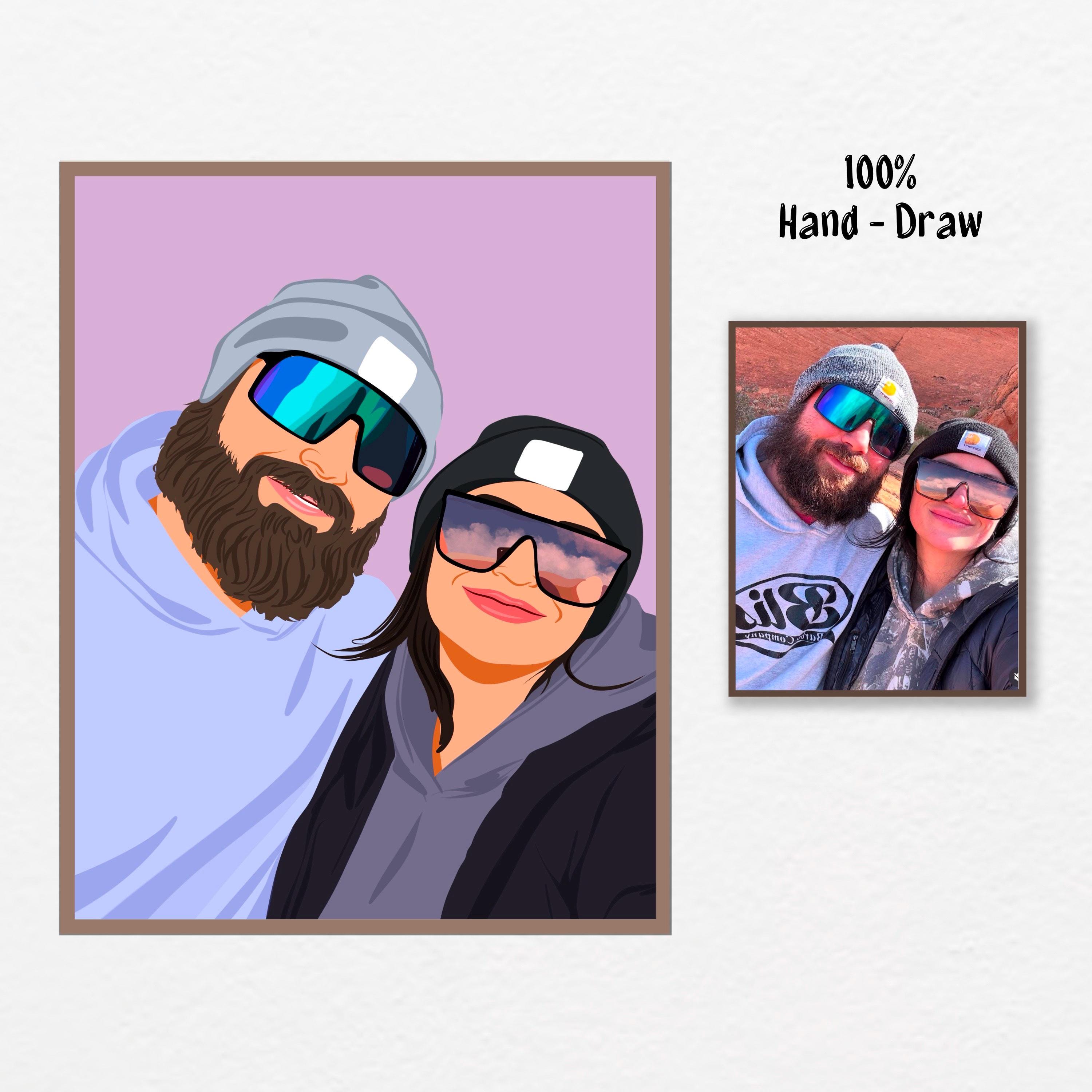 Custom Cartoon Portrait, Boyfriend Anniversary Gift, Couple ...