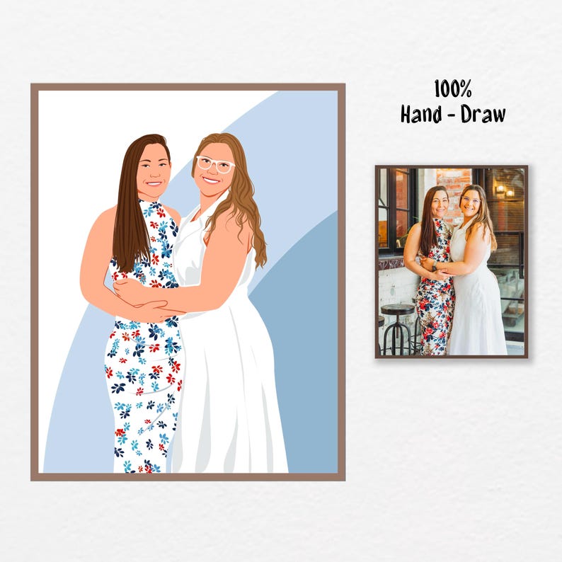 Custom Best Friend Cartoon Portrait: Personalized Illustration (digital ...