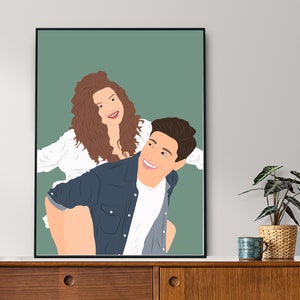 Faceless Portrait Print, Custom Couples Portrait, Gift for Him ...