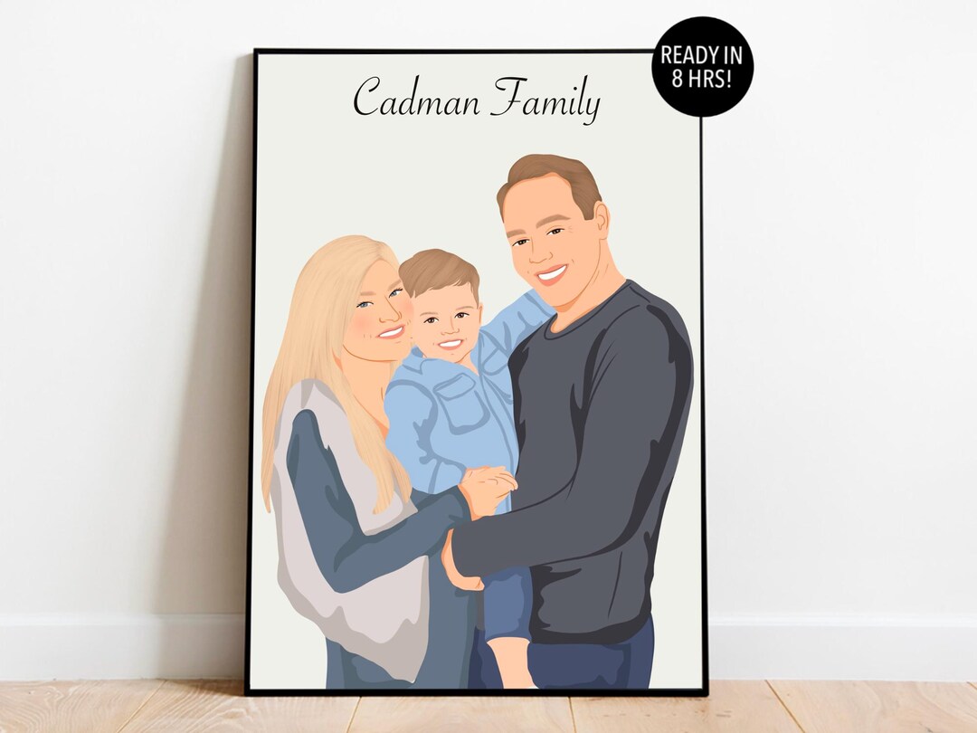 Personalized Family Portrait, Cartoon Portrait, Christmas Gift for ...
