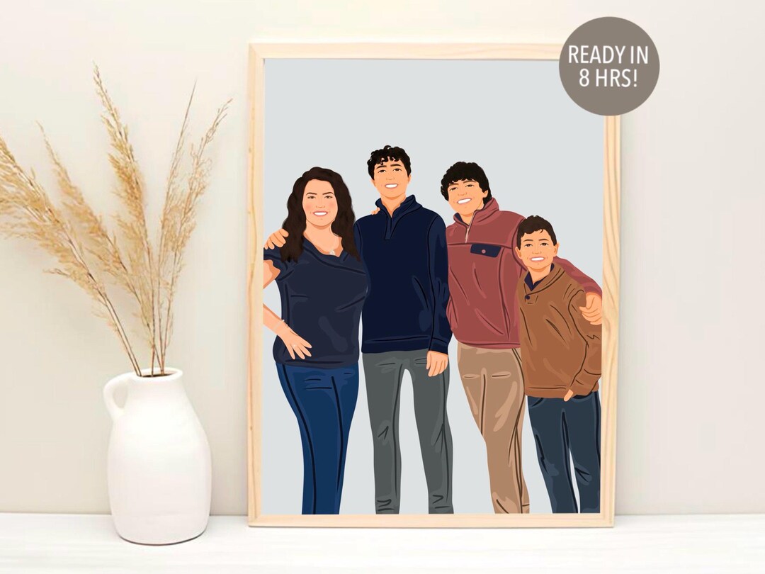 Personalized Family Portrait, Cartoon Portrait, Custom Family ...