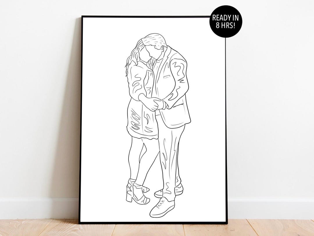Custom Couple Drawing, Line Drawing From Photo, Girlfriend Birthday ...
