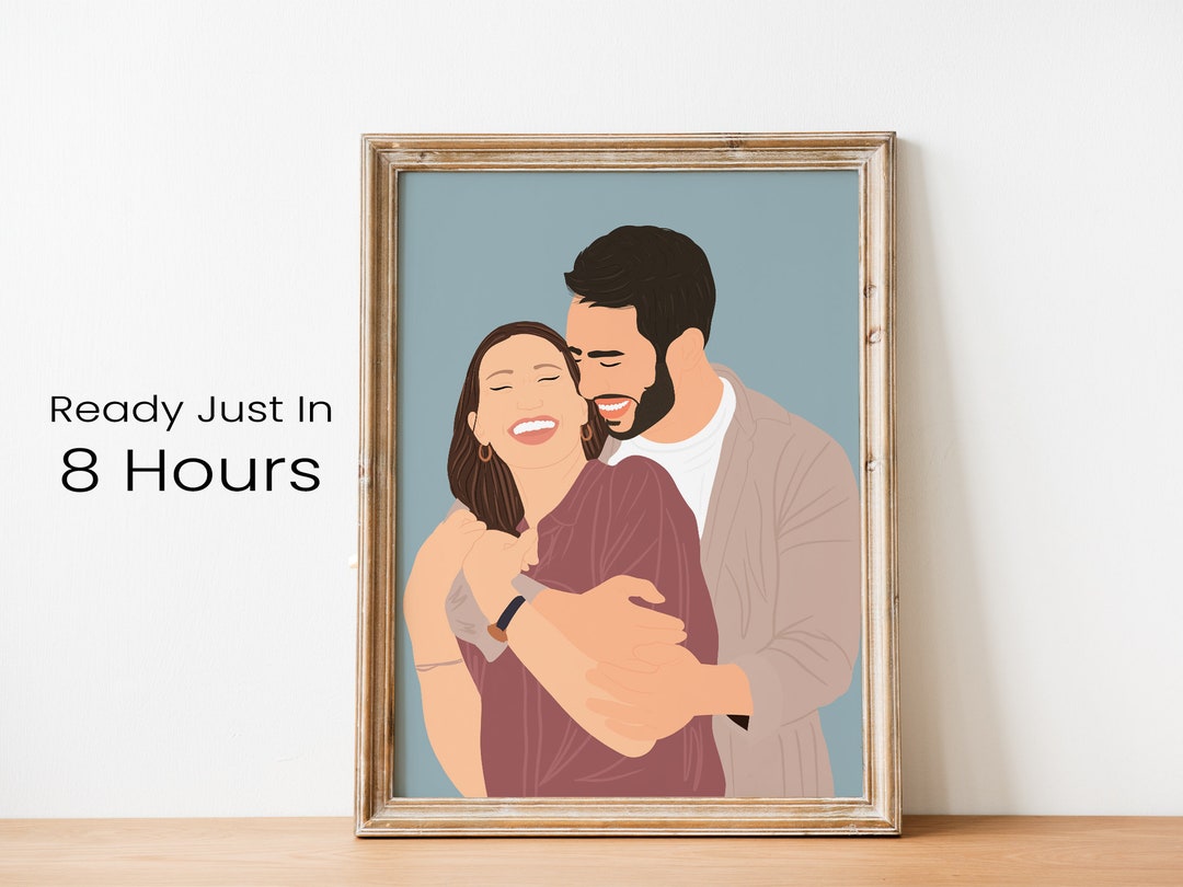 Faceless Portrait Print, Custom Couples Portrait, Gift for Him ...
