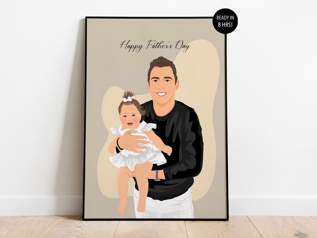 Fathers Day Portrait, Personalized Gifts for Dad, Custom Illustration ...
