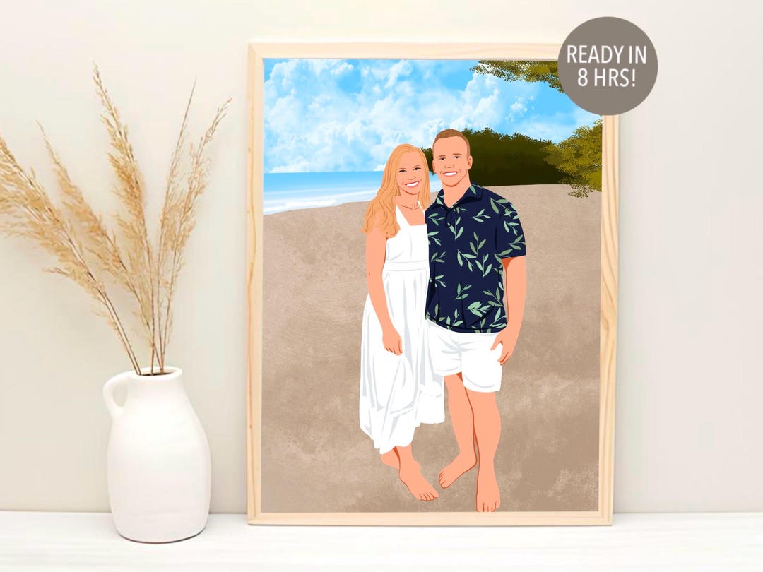 Custom Cartoon Couple Portrait: Faceless Illustration, Birthday Gift ...