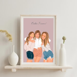 Best Friend Portrait, Custom Illustration, Best Friend Birthday Gift ...