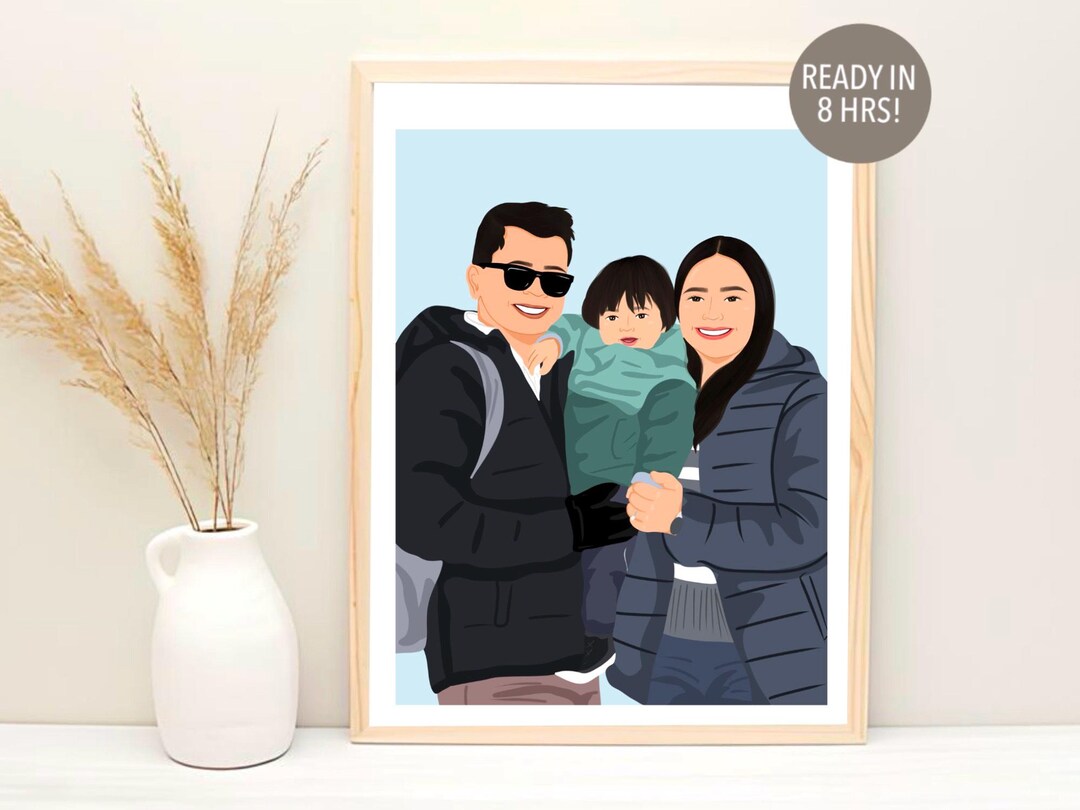 Custom Family Cartoon Portrait: Christmas Gift for Family, Personalized ...